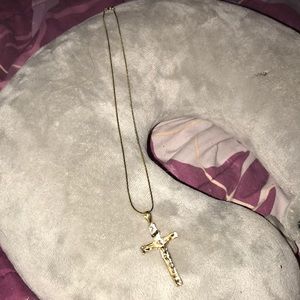 Jewelry | Large Gold Cross With 18 Inch Chain Gold Plated | Poshmark